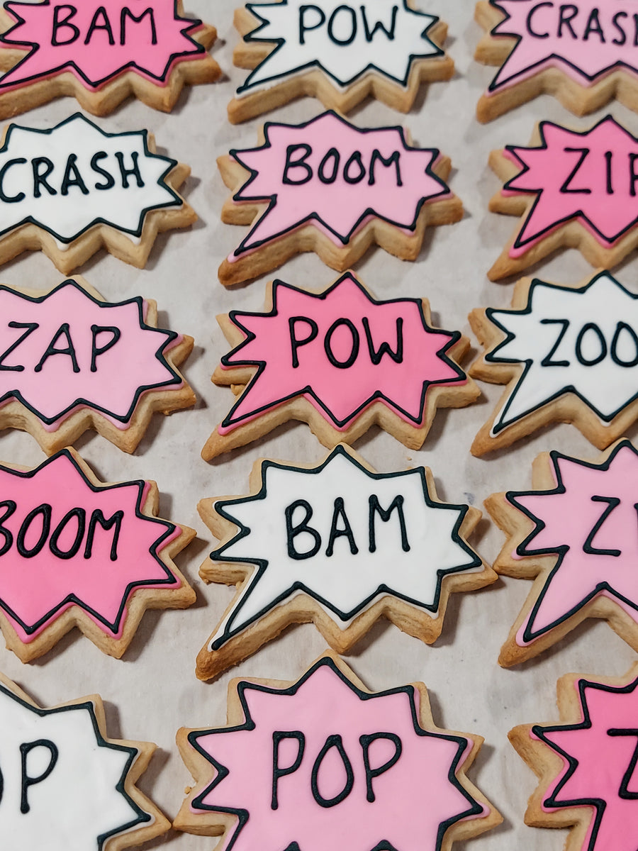 Superhero Comic Book Burst Cookies – Storybook Bakery