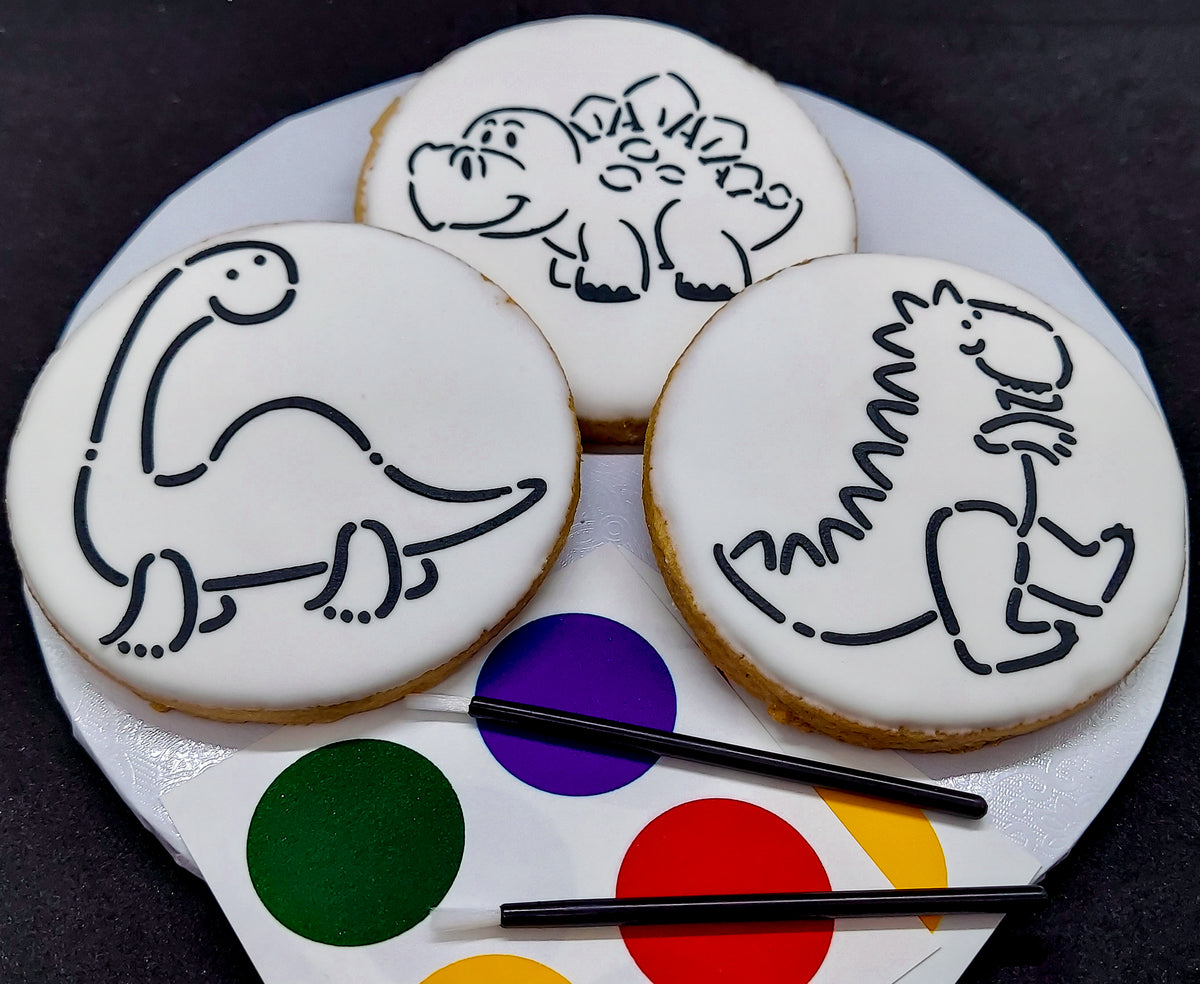 Dinosaur Paint-Your-Own Cookies (1 Dz) – Storybook Bakery