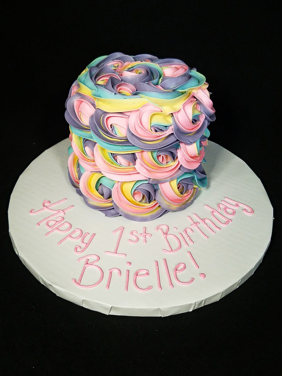 Rainbow Rosette Smash Cake – Storybook Bakery
