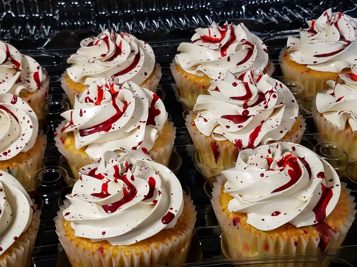 Blood Splatter Cupcakes – Storybook Bakery